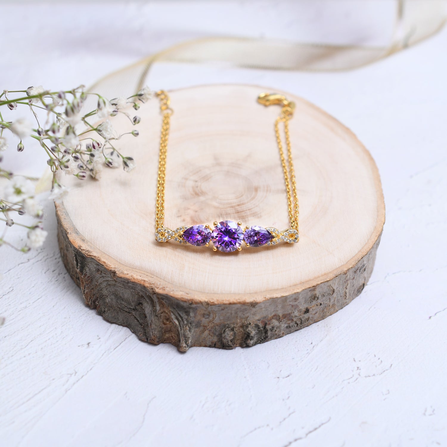 Silver Gold Amethyst Purple Explorer Bracelet